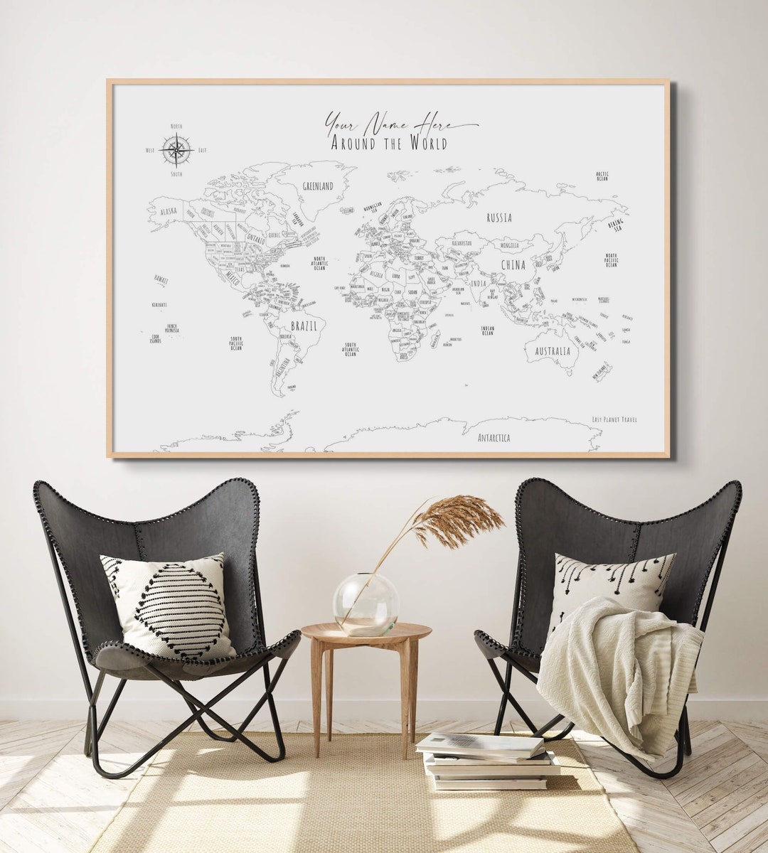 Custom World Map Personalized Gift Hand-drawn - Etsy