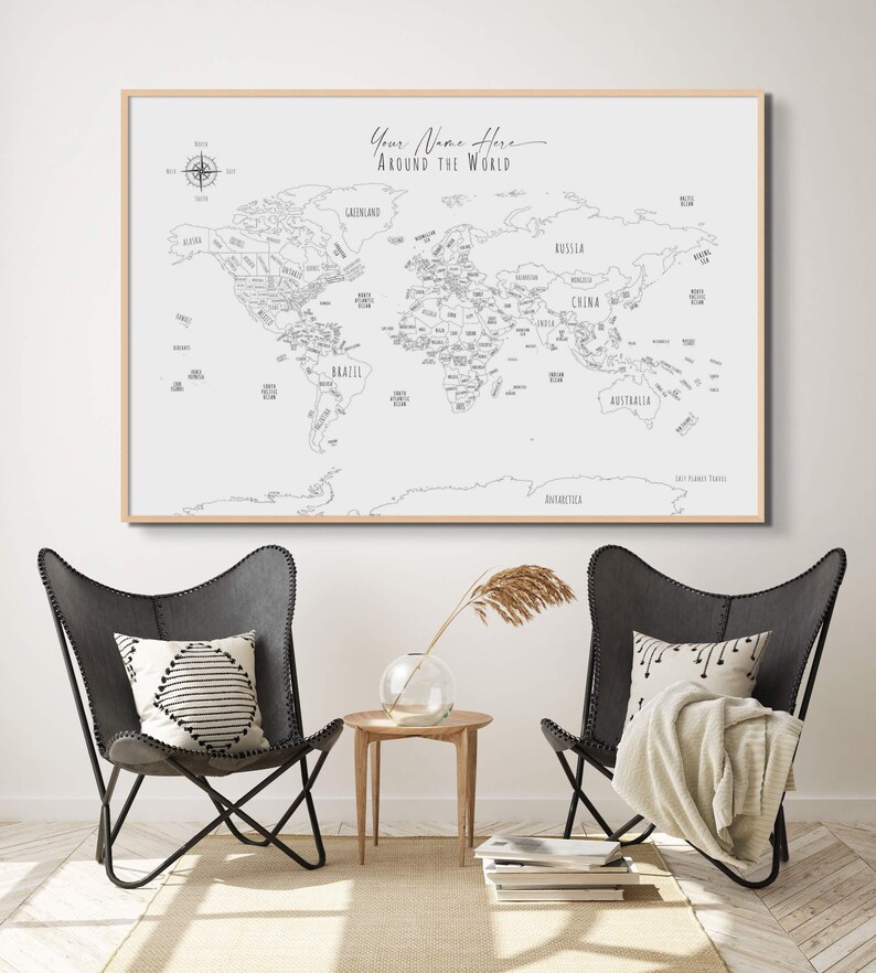 Custom World Map Personalized Gift Hand-drawn - Etsy