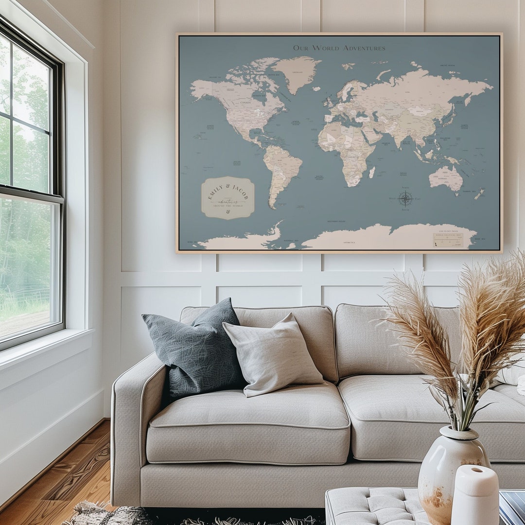 World Map Push Pin Minimalist Custom Anniversary Gift Modern Map - Etsy