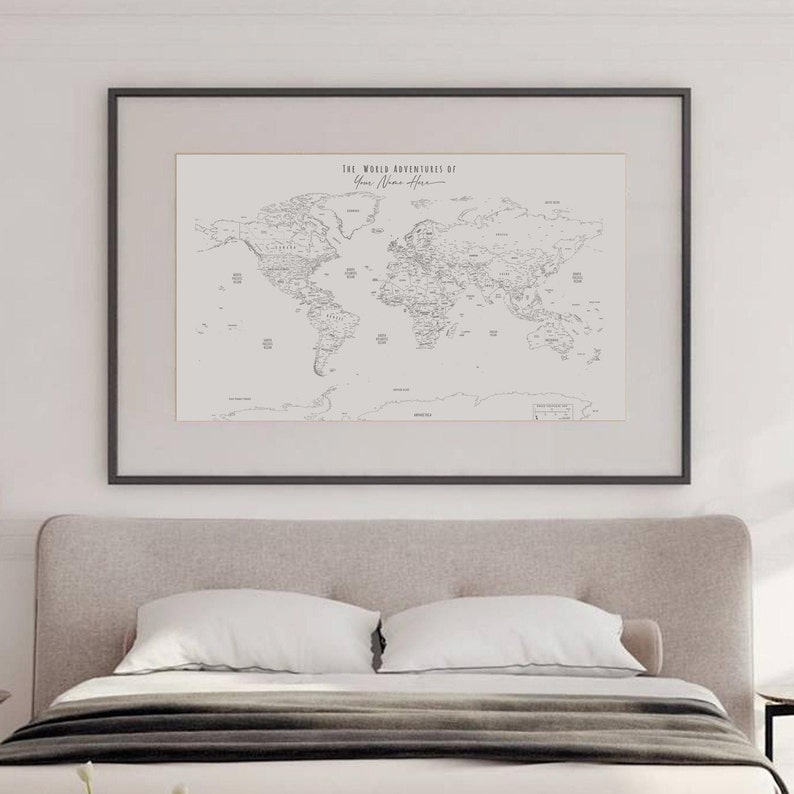 Extra Large World Map Push Pin Minimalist Personalized - Etsy