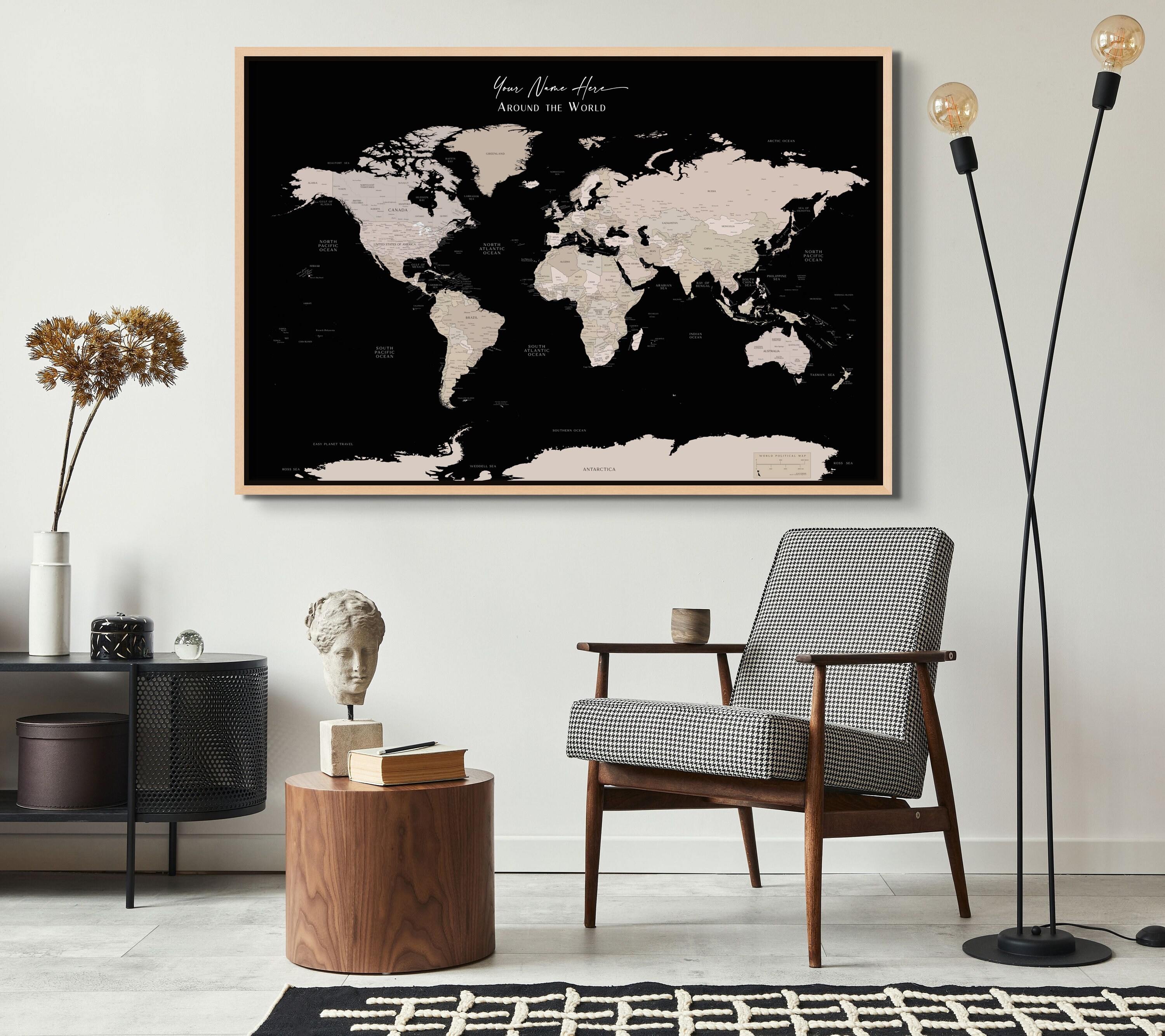Extra Large World Map Push Pin Minimalist Personalized - Etsy