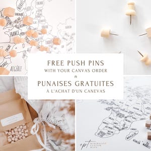 Minimalist World Map Push Pins Hand-drawn World Map Wall Art Home ...