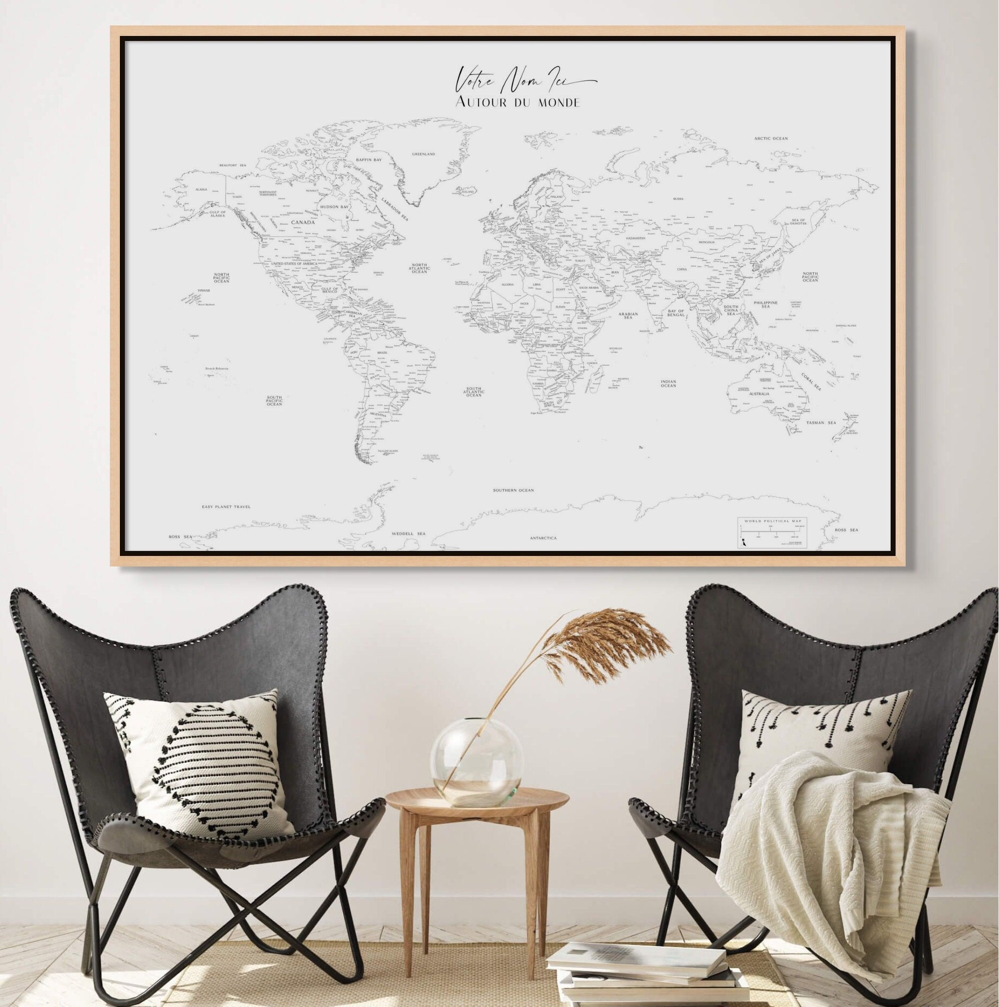 Extra Large World Map Push Pin Minimalist Personalized - Etsy