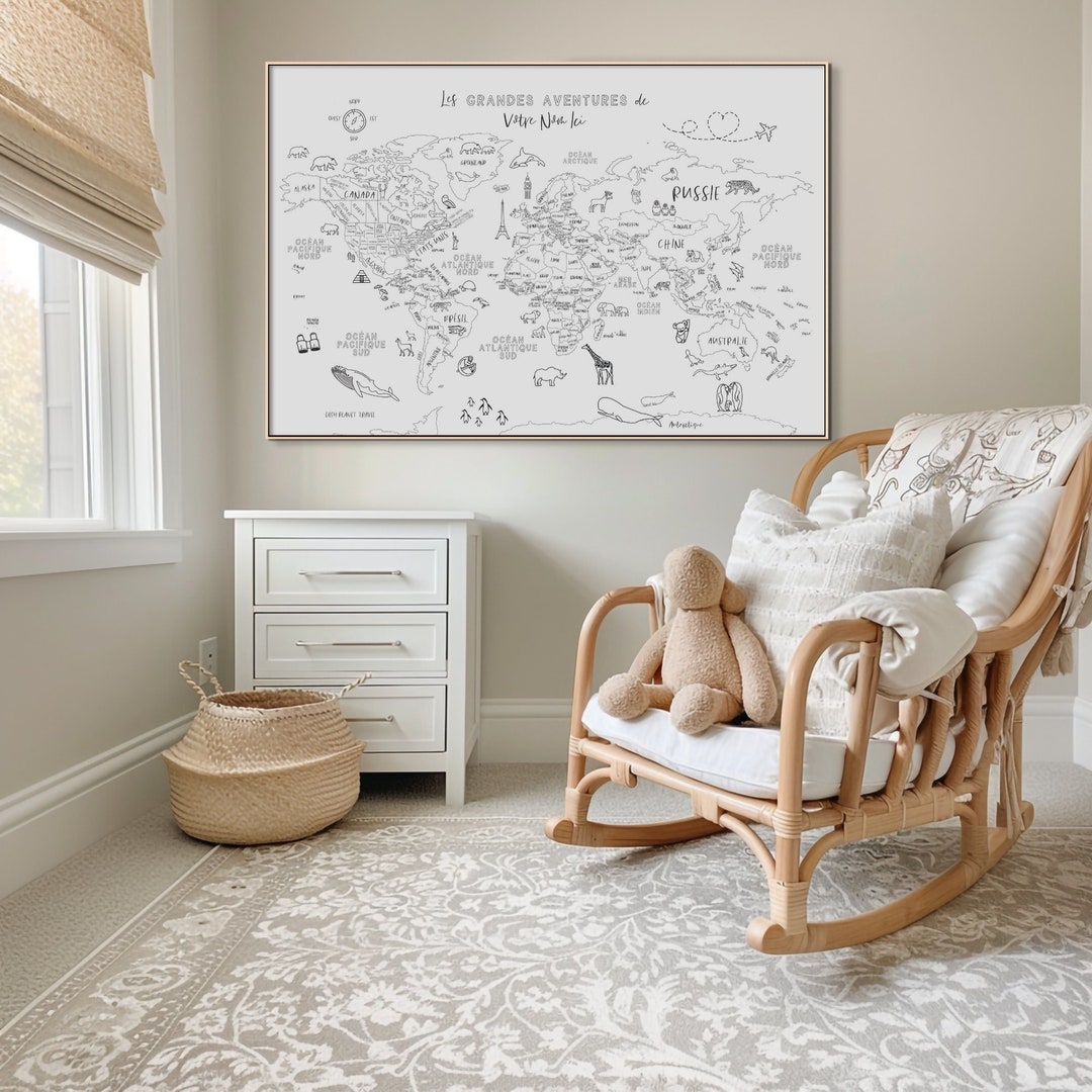 Minimalist World Map Wall Art Push Pin Custom Personalized Gifts Hand ...