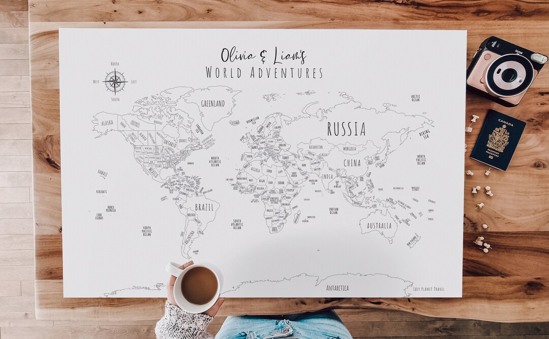 Custom World Map Personalized Gift Hand-drawn - Etsy