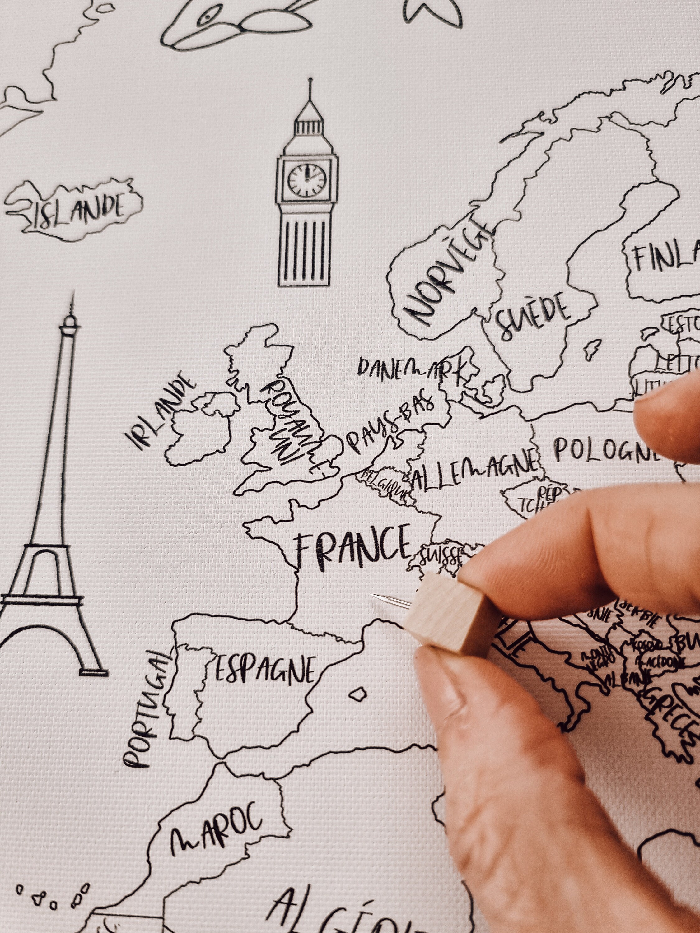 Minimalist World Map Wall Art Push Pin Custom Personalized - Etsy