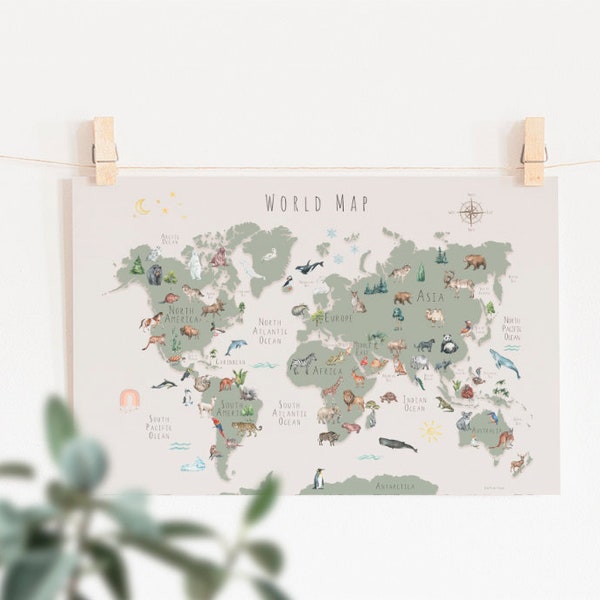 Kids Wall Map - Etsy