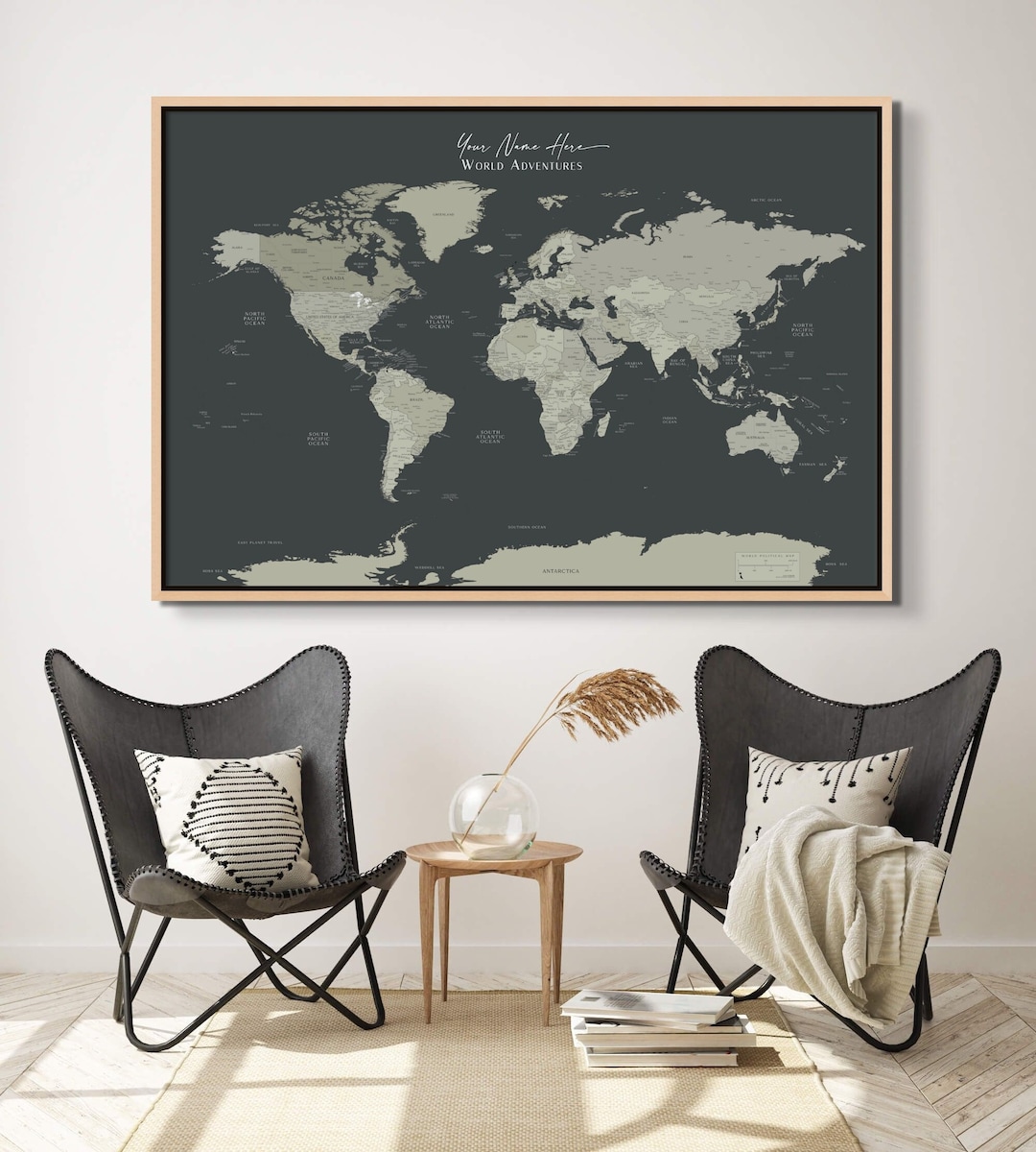 Extra Large World Map Push Pin Minimalist Personalized - Etsy