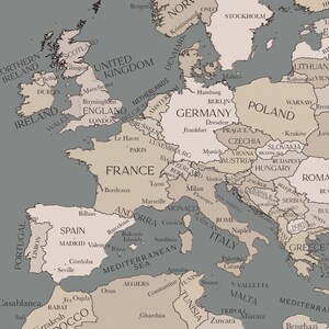 World Map Push Pin Extra Large Minimalist Custom Gift Modern Map Print ...