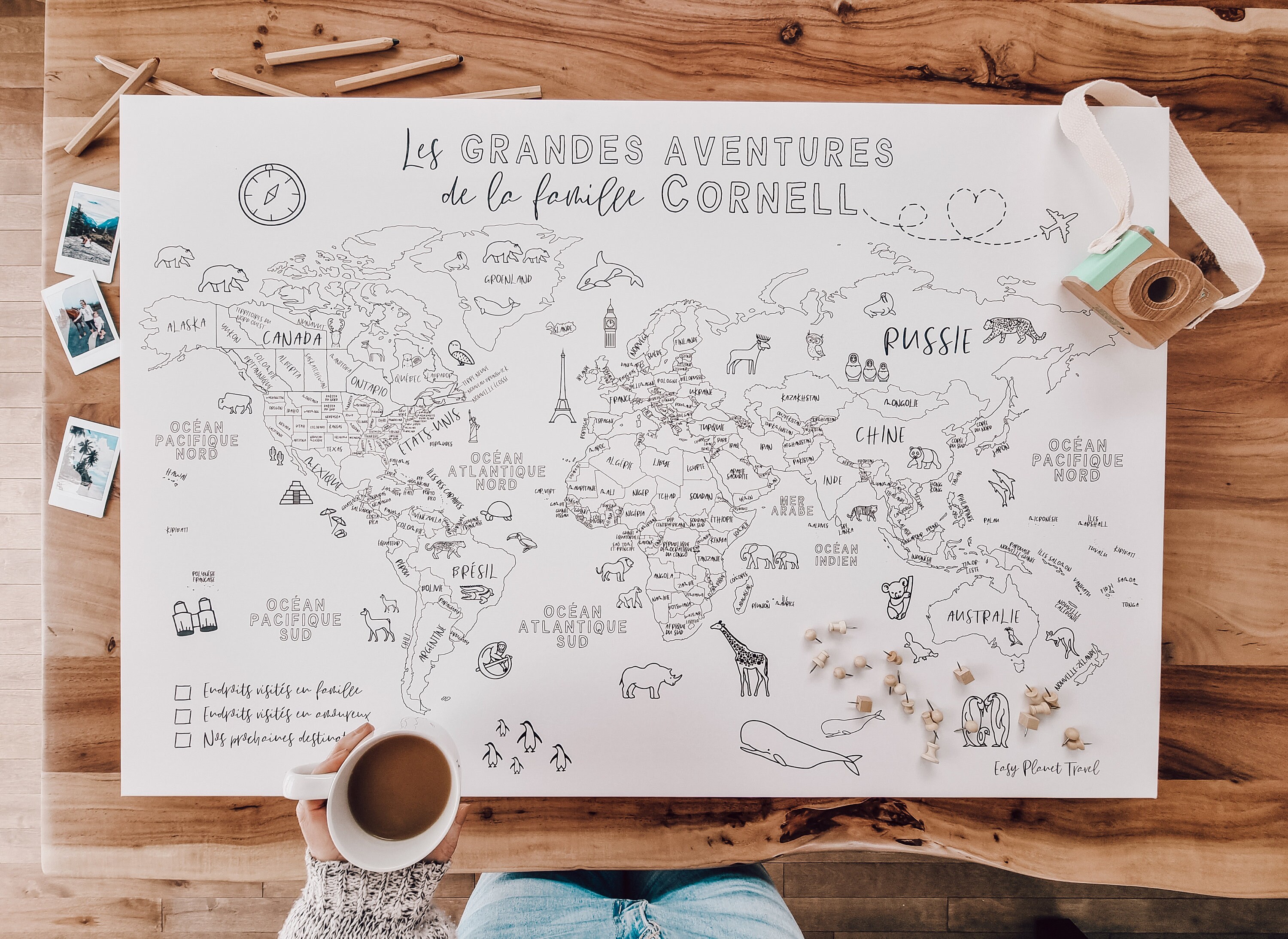 Minimalist World Map Wall Art Push Pin Custom Personalized - Etsy