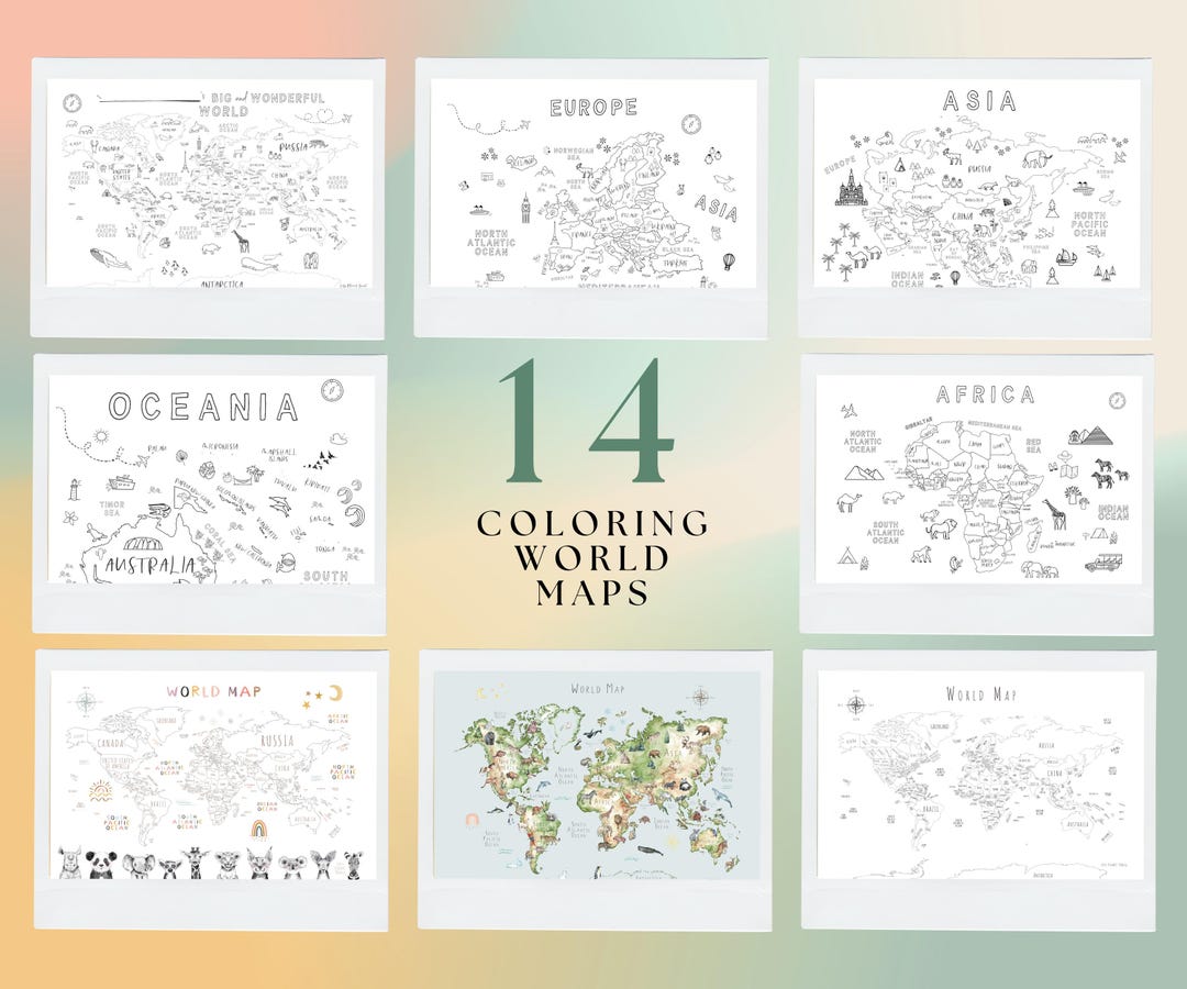 14 Coloring World Maps for Kids Printables Educational Homeschool ...
