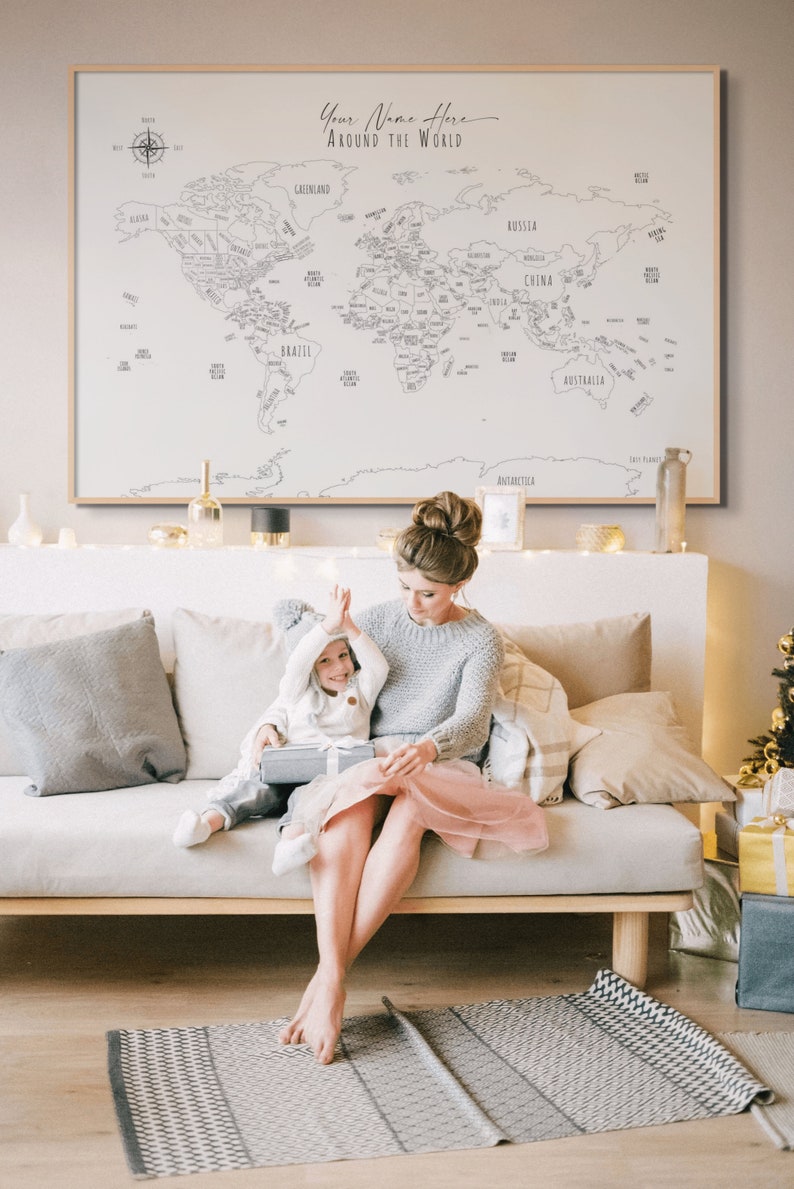 Custom World Map Personalized Gift Hand-drawn - Etsy