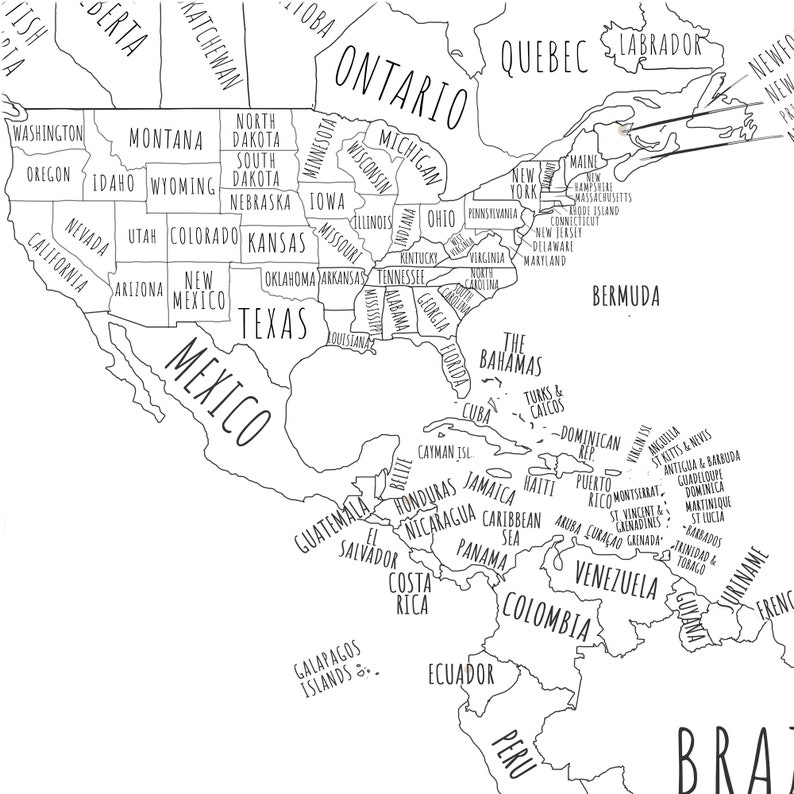 Custom World Map Personalized Gift Hand-drawn - Etsy