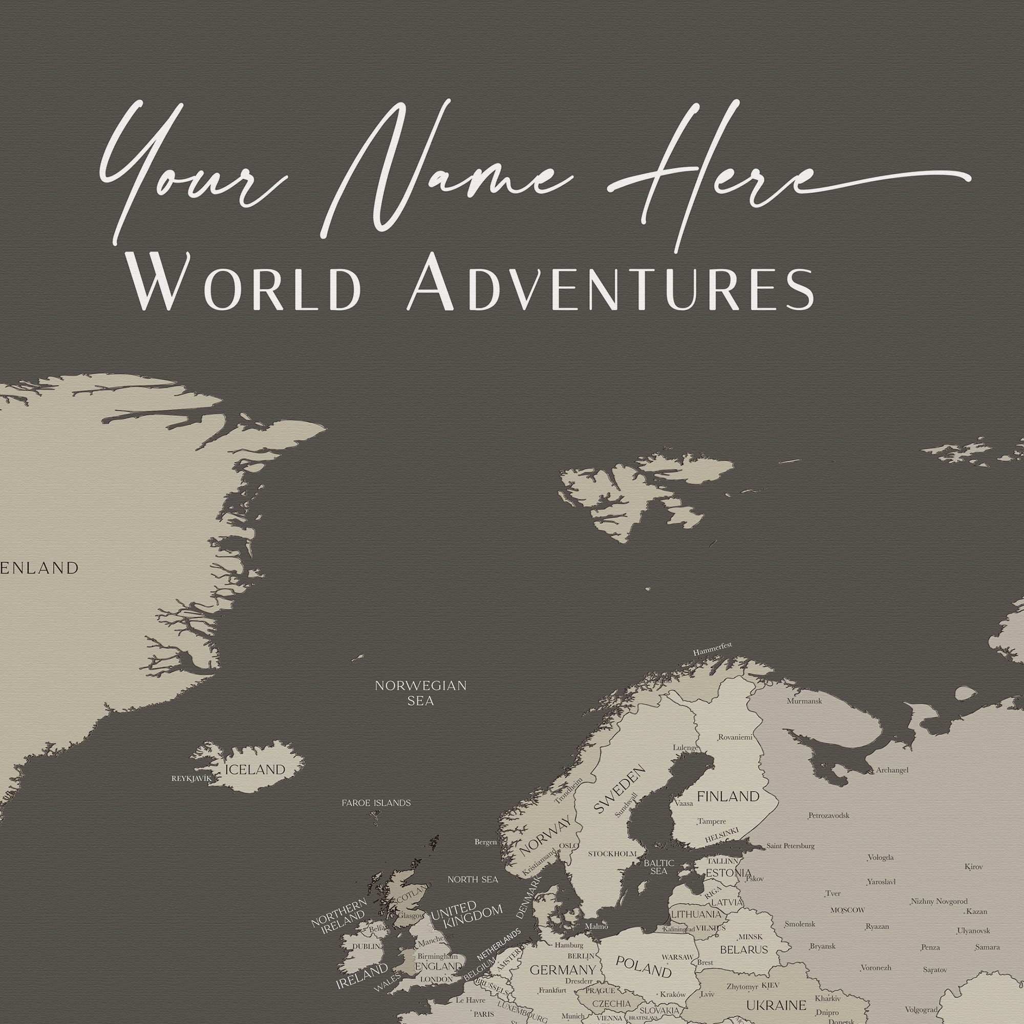 Extra Large World Map Push Pin Minimalist Personalized - Etsy