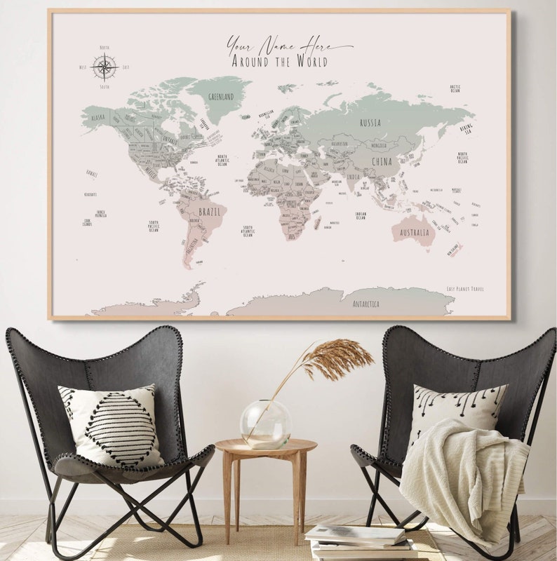 Custom World Map Personalized Gift Hand-drawn - Etsy