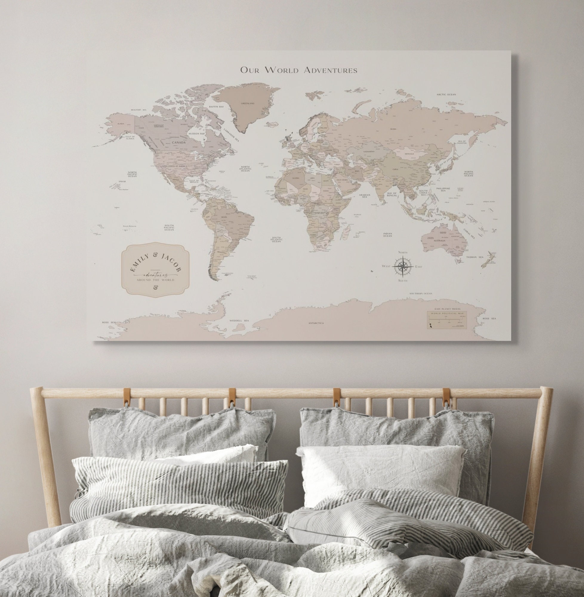 Extra Large World Map Push Pin Minimalist Custom Gift Modern - Etsy