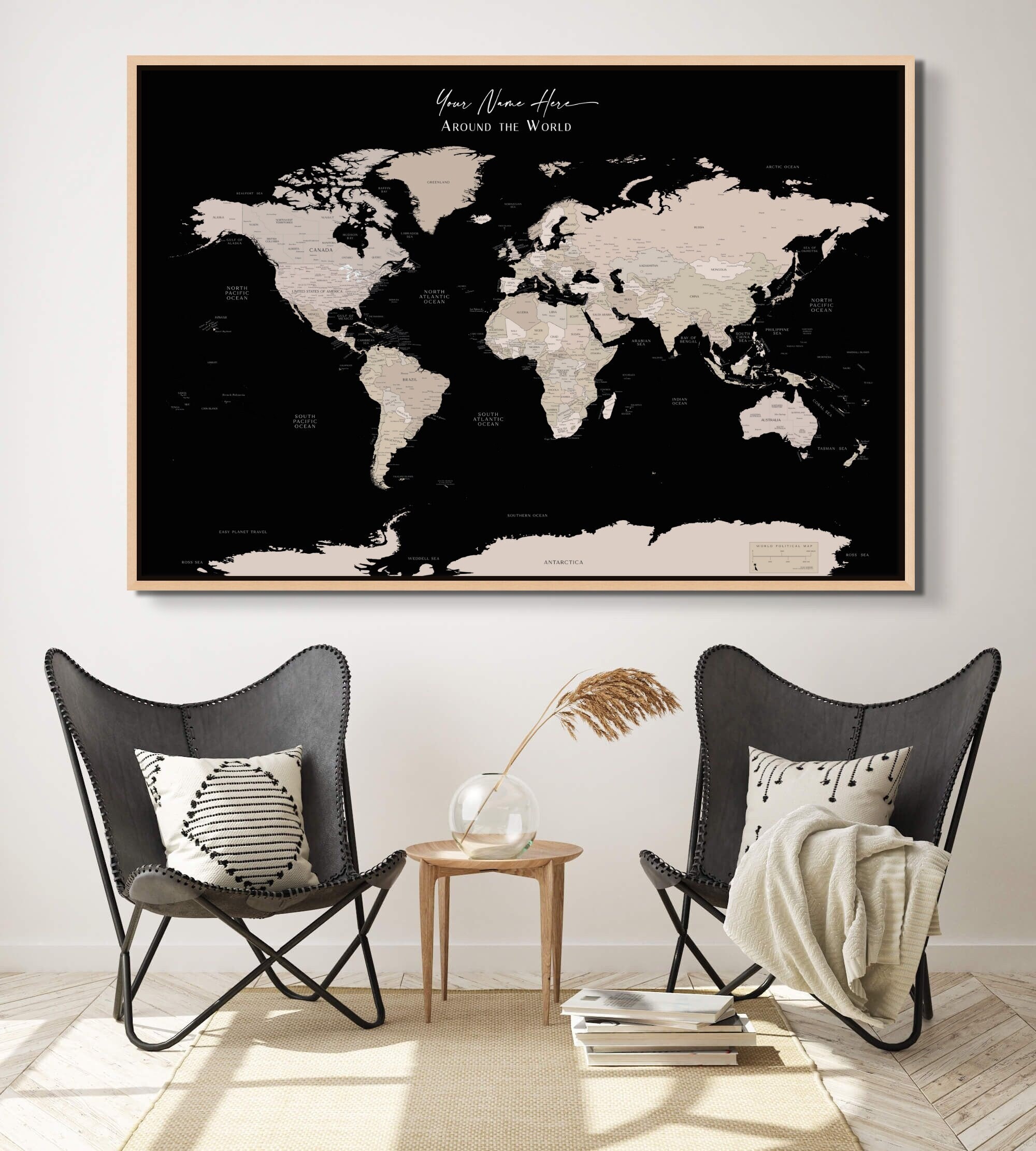 Extra Large World Map Push Pin Minimalist Personalized - Etsy