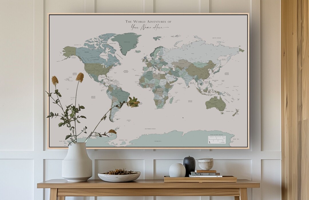 World Map Extra Large Push Pin Minimalist Custom Gift Modern Map Print ...