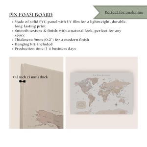 Extra Large World Map Push Pin Minimalist Custom Gift Modern Map Print ...