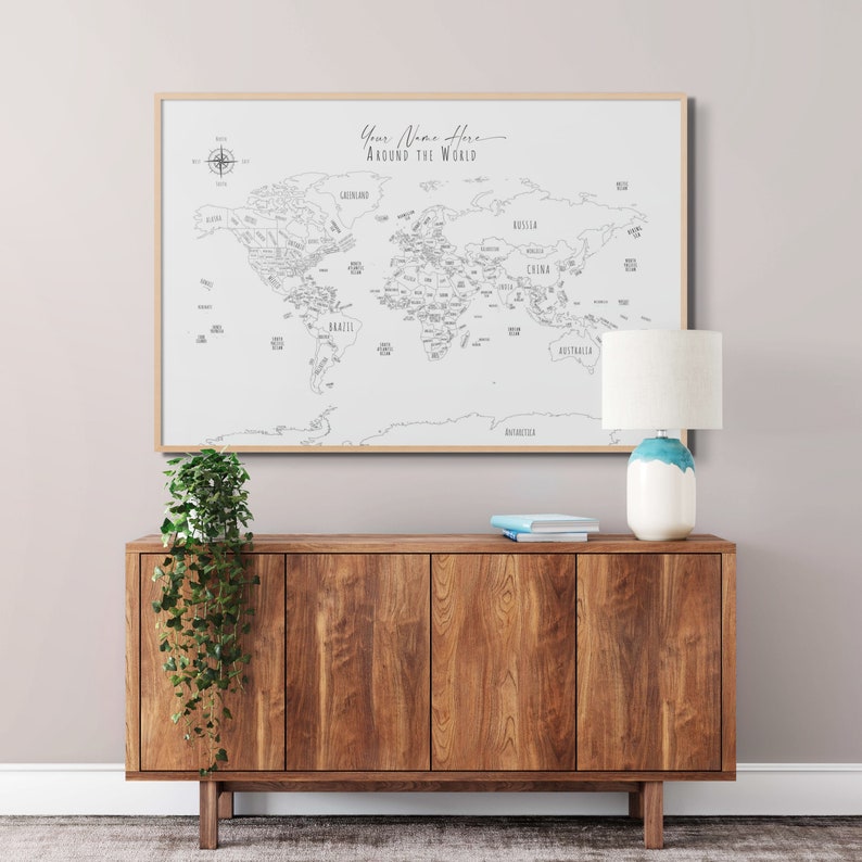 Custom World Map Personalized Gift Hand-drawn - Etsy