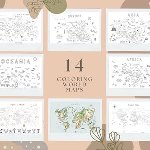 14 Coloring Activity World Maps for Kids Printable Educational ...