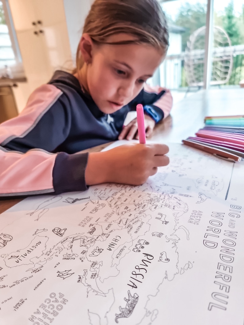 14 Coloring World Maps for Kids Printables Educational Homeschool ...