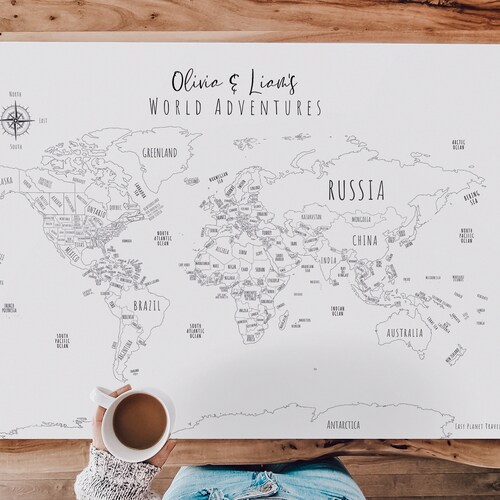 Custom World Map Personalized Gift Hand-drawn - Etsy