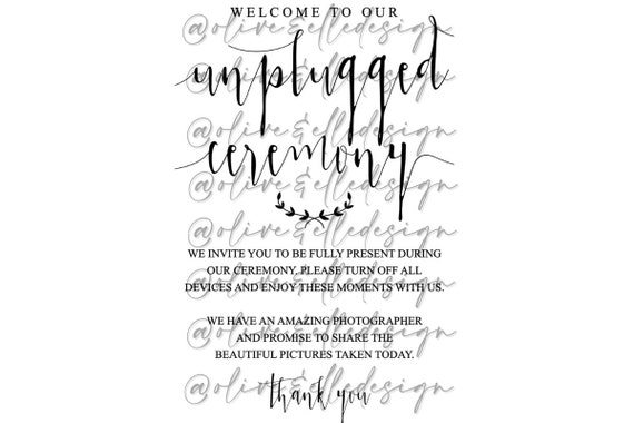 Unplugged Ceremony Wedding Sign SVG/PNG/PDF | Etsy