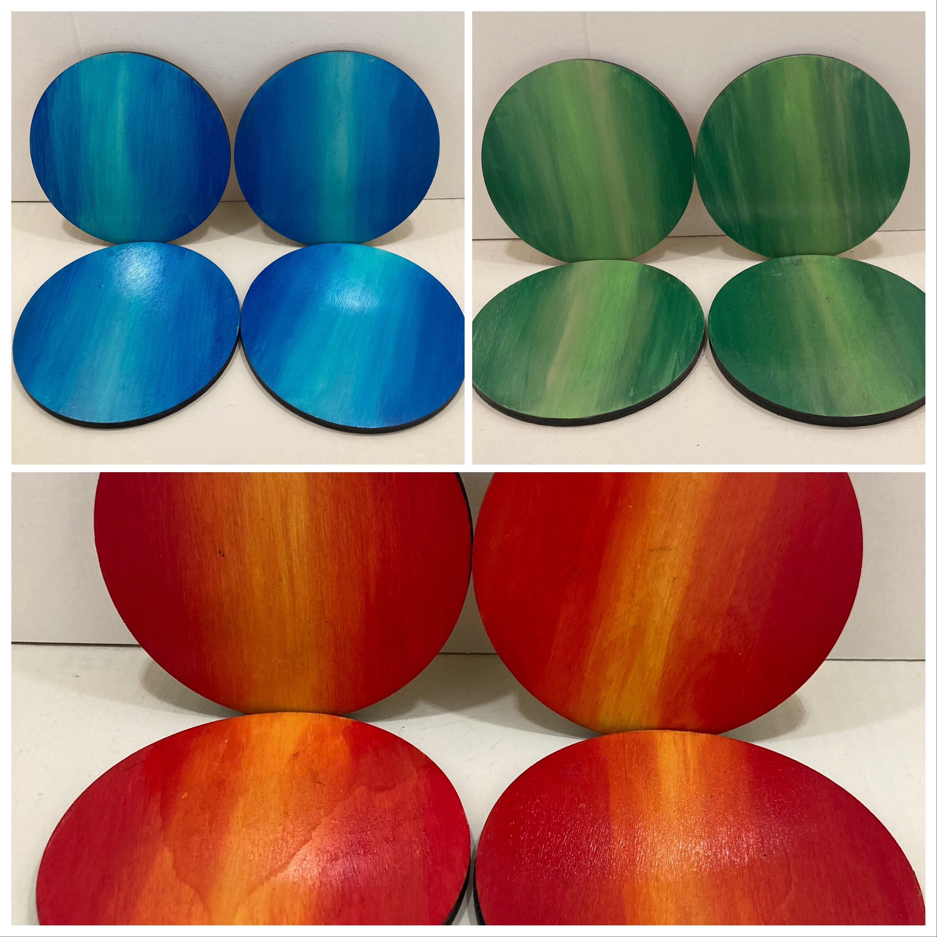 Hand Painted Zia Coasters, Acrylic on Wood, Set of 4 - Etsy