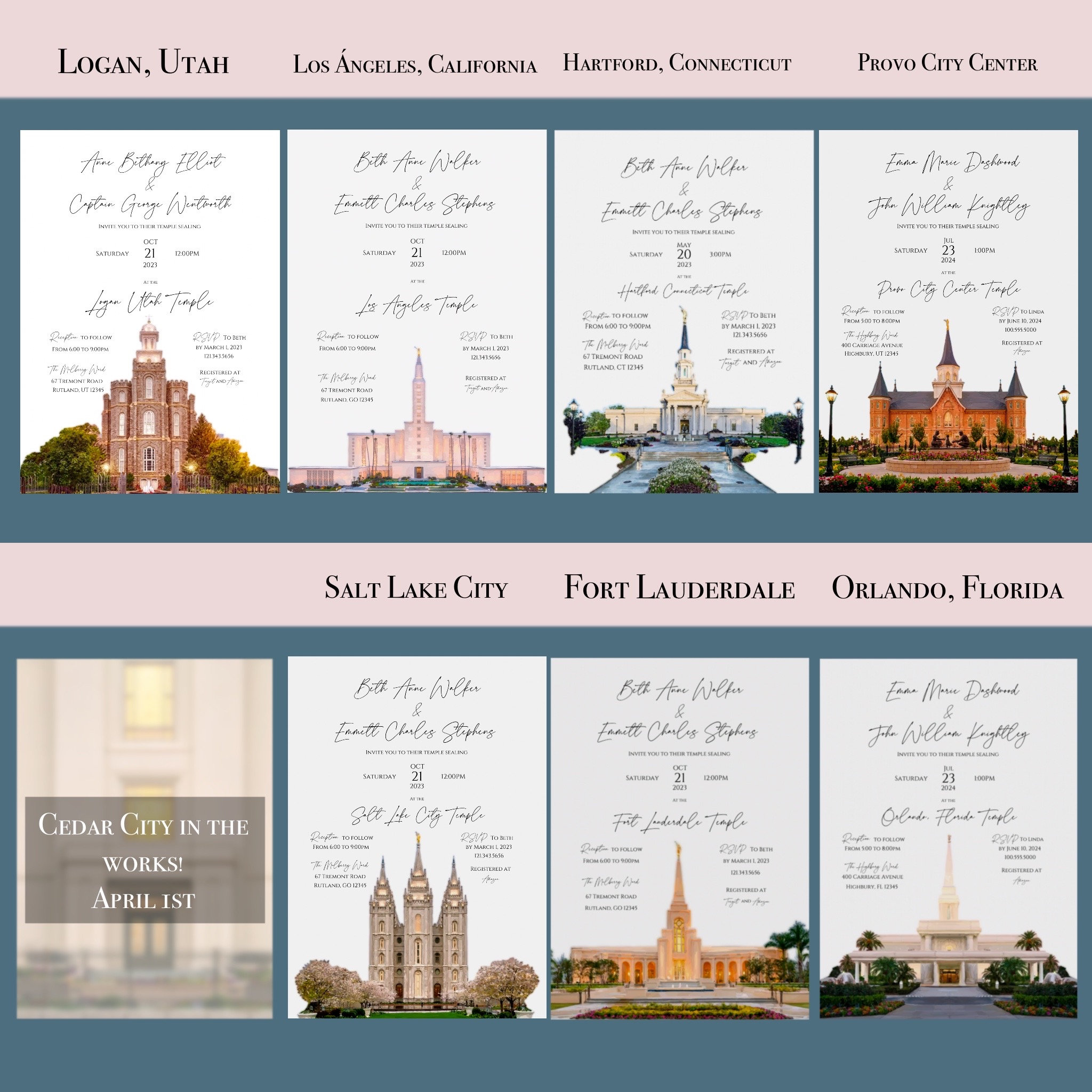 Temple Sealing Invitations, LDS Wedding Invitations, FREE SHIPPING, 6 ...