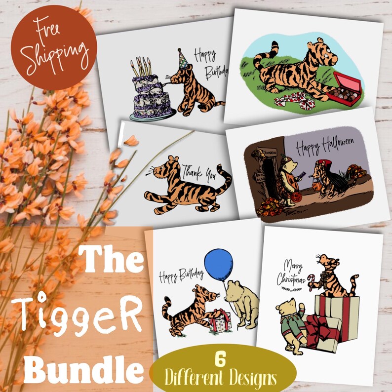Vintage Tigger Greeting Card Set: Winnie the Pooh Holiday Cards - Etsy