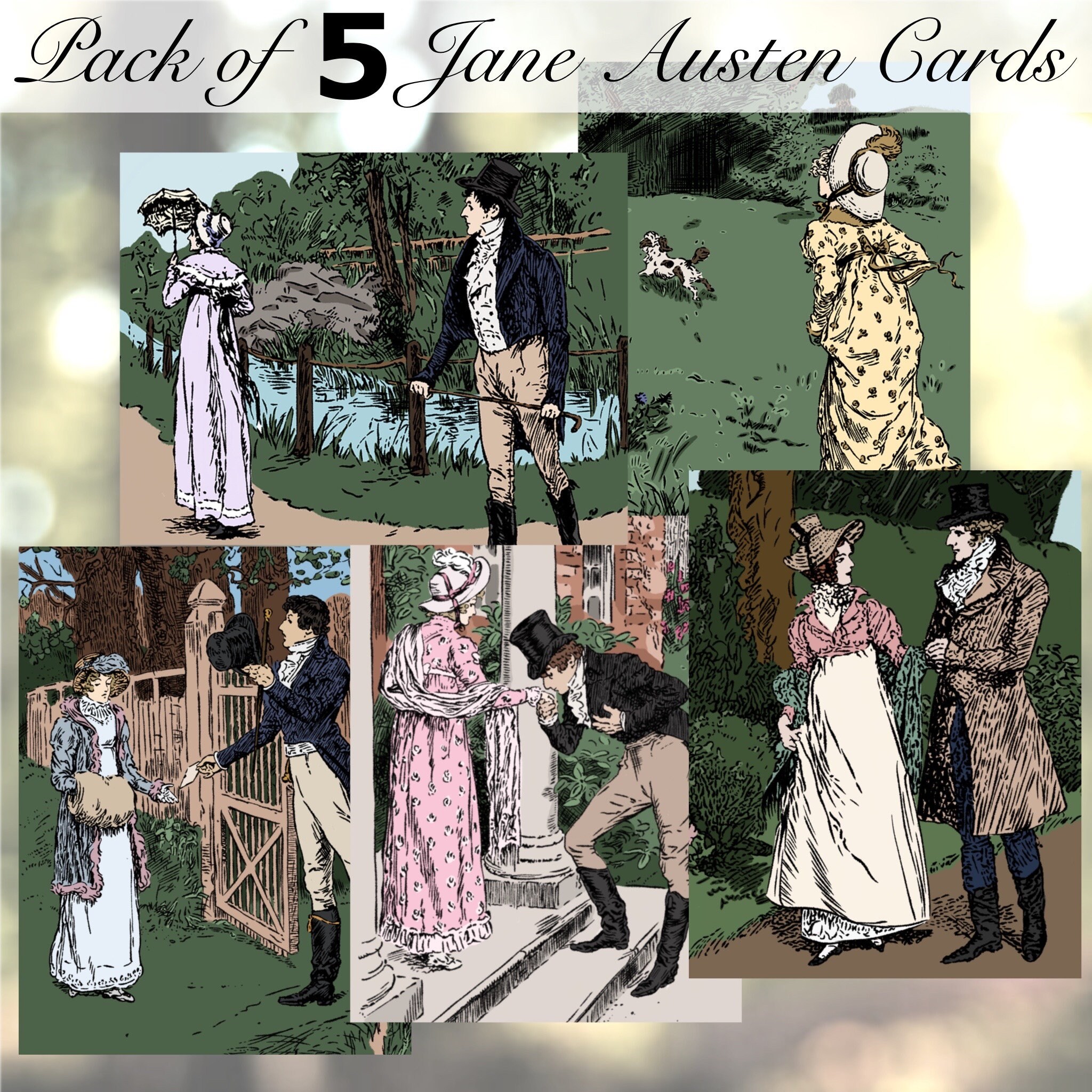 Jane Austen Blank Greeting Card Set, Set of 5 Blank Cards, Jane Austen ...