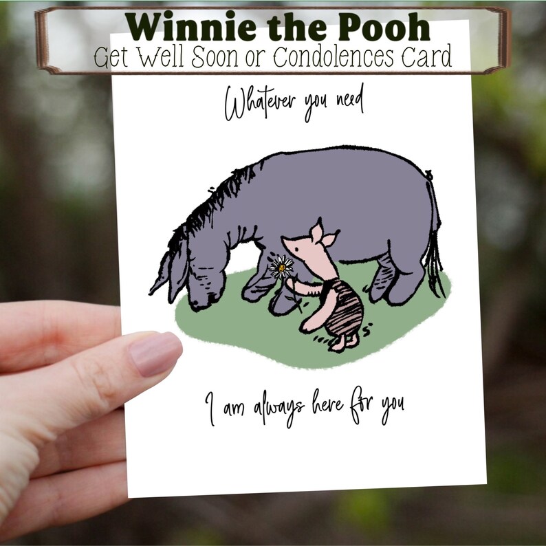 Winnie the Pooh Get Well Card, Piglet and Eeyore - Etsy