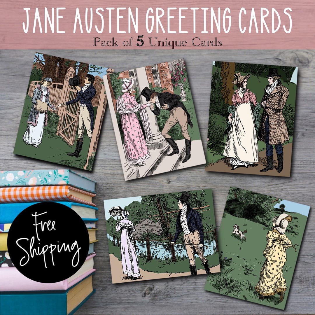 Jane Austen Blank Greeting Card Set, Set of 5 Blank Cards, Jane Austen ...