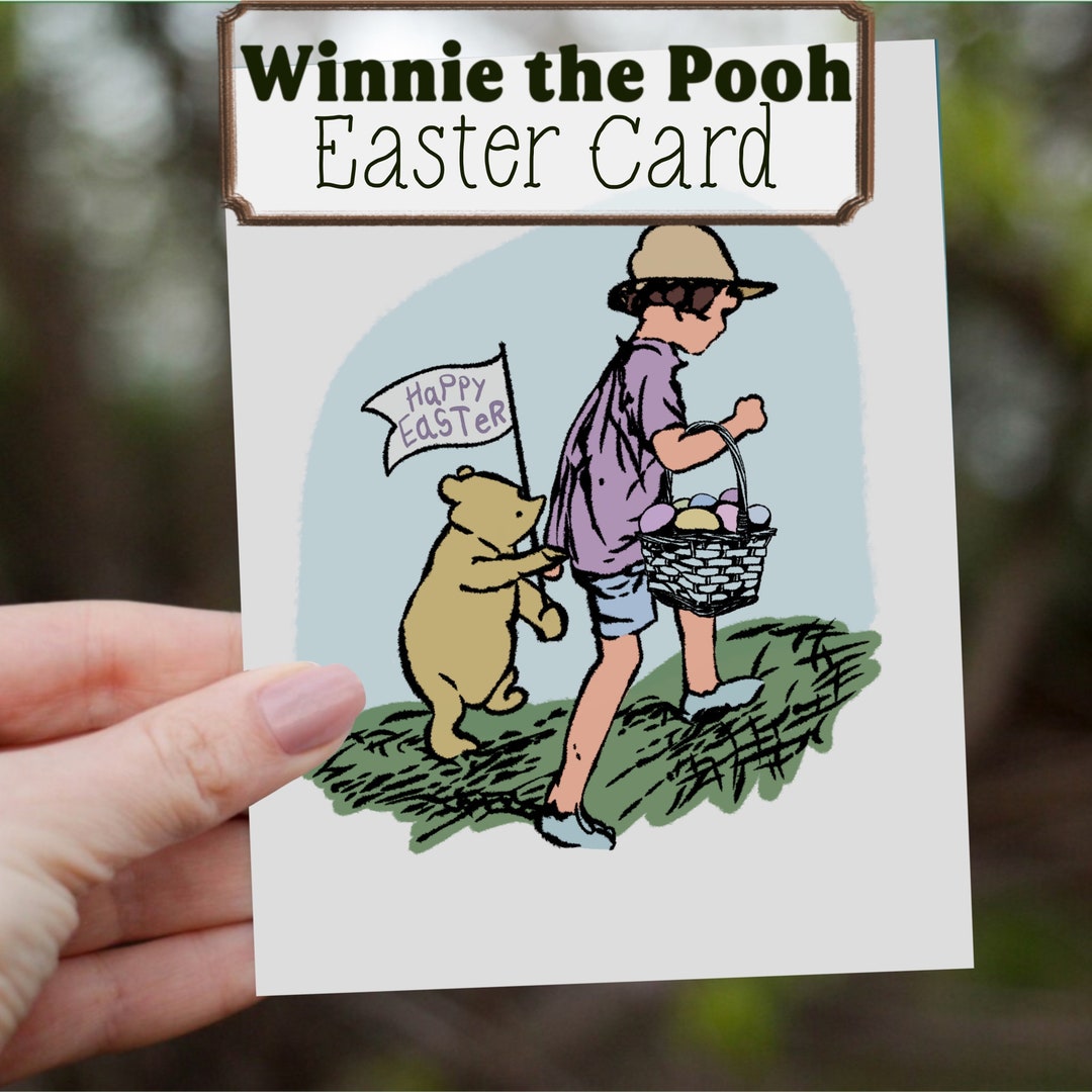 Classic Winnie the Pooh Easter Card With Christopher Robin - Etsy