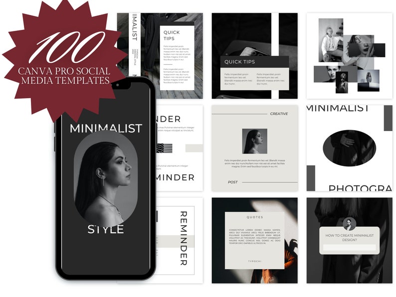 100 Instagram Canva Templates for Business | 100 Square, Portrait, and ...
