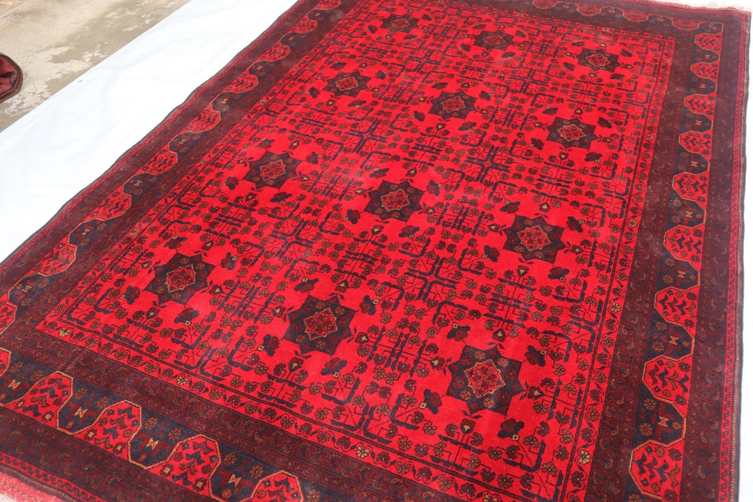 10x7 Bokhara Area Rug, Handmade Turkmen Bukhara Rug, Oriental Turkmen ...