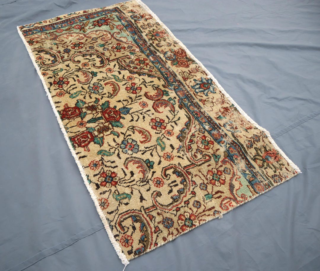 1920s Antique Floral Area Rug, 2'4x4'3 Ft Vintage Afghan Handmade Rug ...