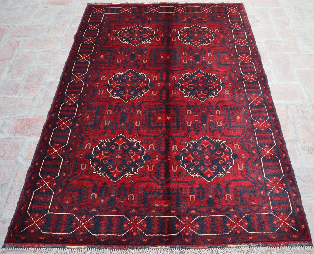 Bukhara Area Rug 5.9 X 4.0 Ft, Afghan Oriental Bokhara Rugs, Oriental ...