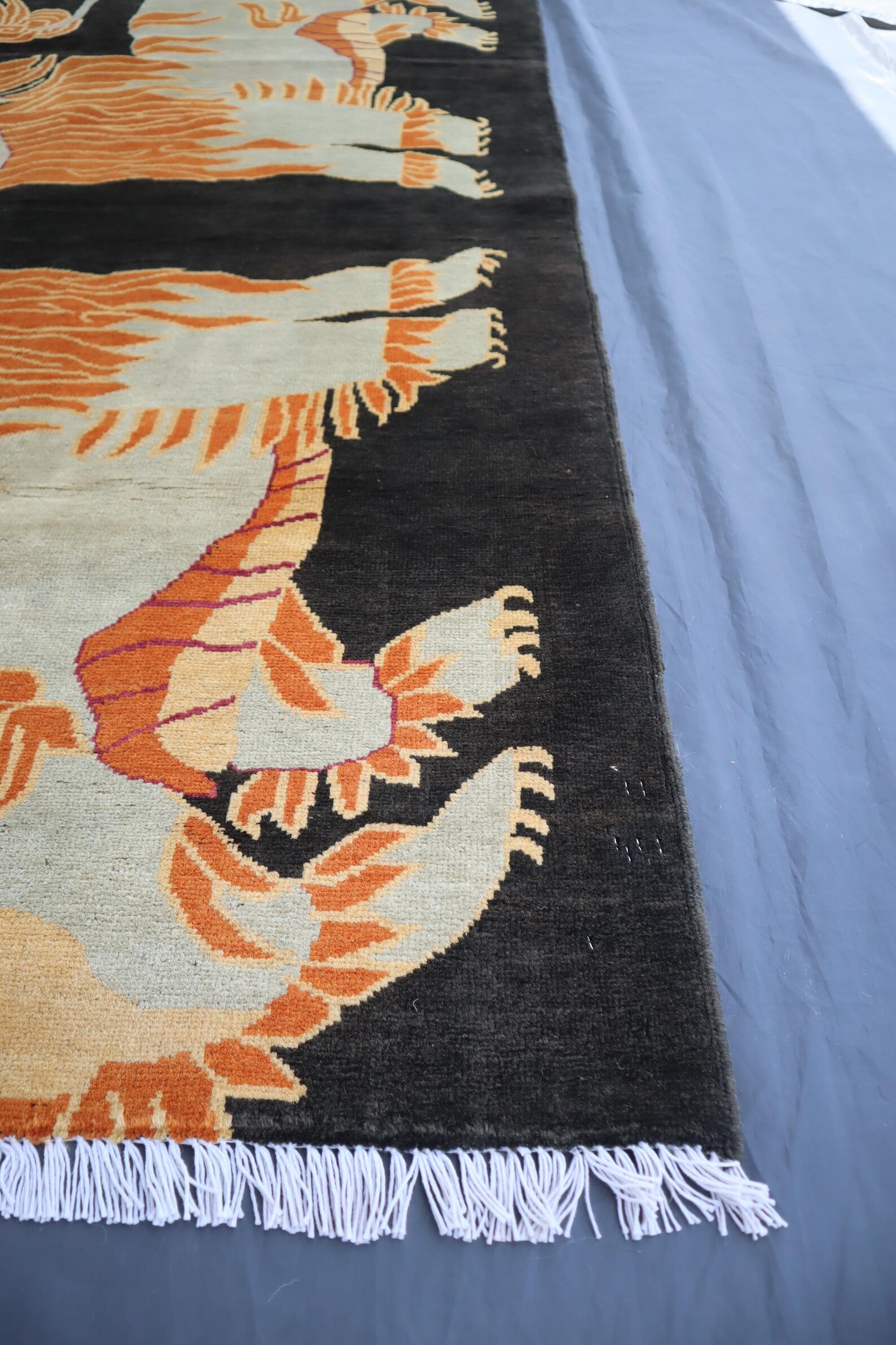 Pictorial Hunting Scene Rug 4'3x6'7 One of a Kind Afghan Handmade Wool ...