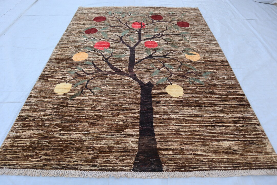 5x7 COLLECTIVE PIECE Pictorial Tree of Life Wool Rug, Handmade Wool Rug ...
