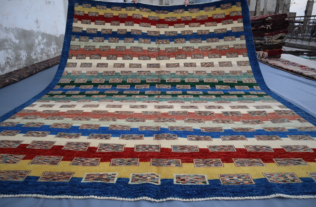 Handmade Navajo Area Rug, 8'1 X 9'10 Ft Afghan Modern Colorful Gabbeh ...