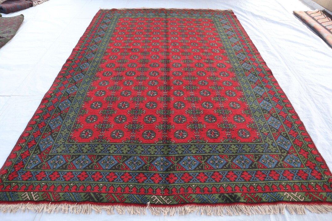 Vintage Turkmen Yamud Tekke Rug 6'8x10 Ft Vintage Bokhara Ersari Rug ...