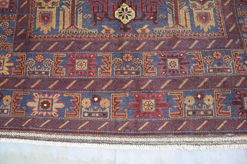 Antique Rug 5'7x8 Ft Vintage Balochi Rug, Turkmen Tribal Faded Rug ...