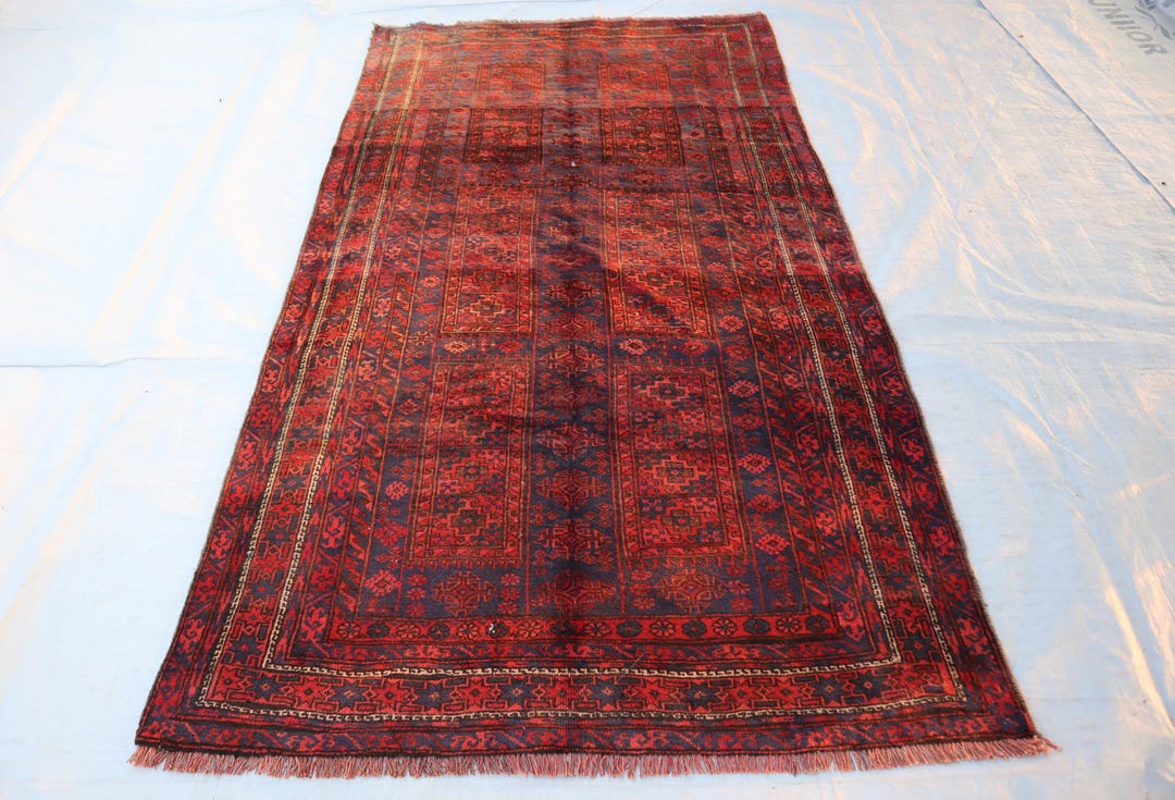 Vintage Balochi Maldari 4'6x8 Afghan Handmade Wool Rug/ Oriental ...