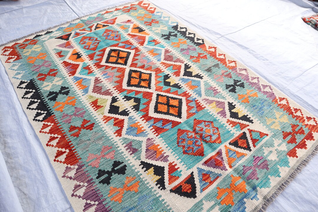 4x6 Ft Vintage Kilim Rug, Handmade Kilim, Chobi Kilim, Afghan Kilim ...