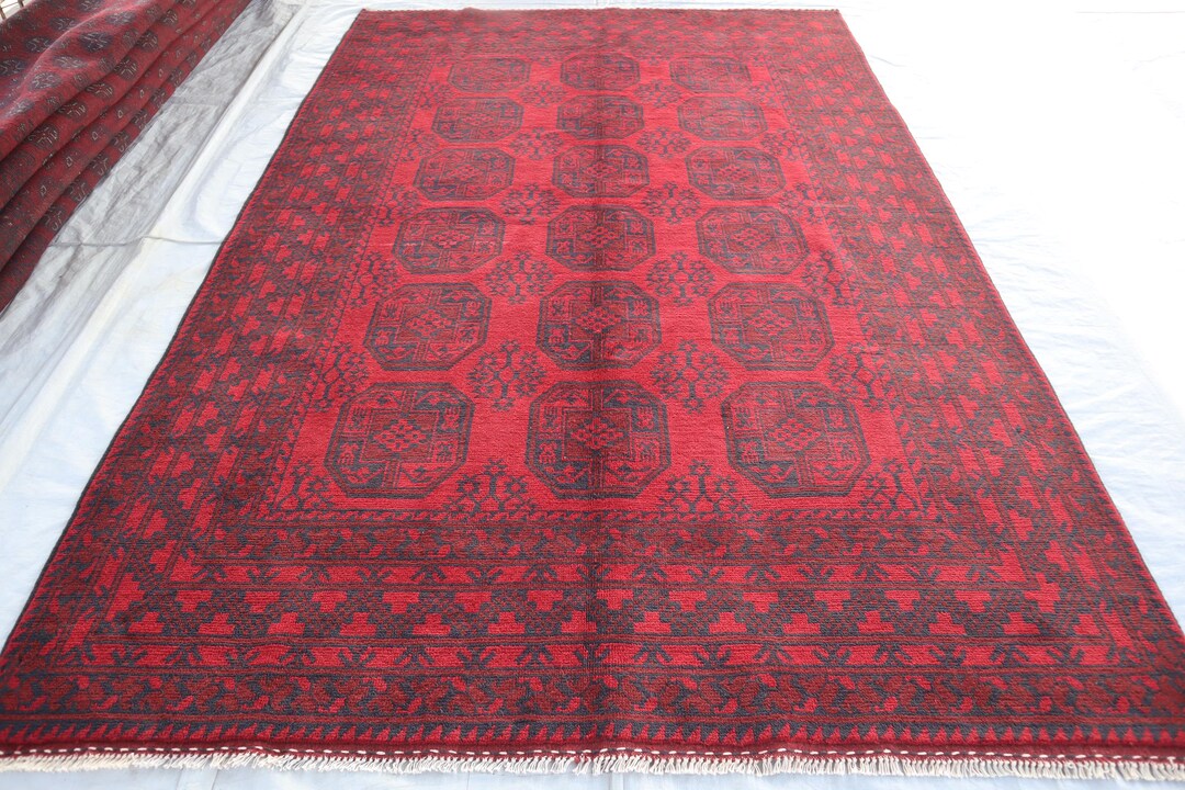 7x10 Antique Turkmen Ersari Rug, 6'7 X 9'11 Ft Handmade Wool Rug ...
