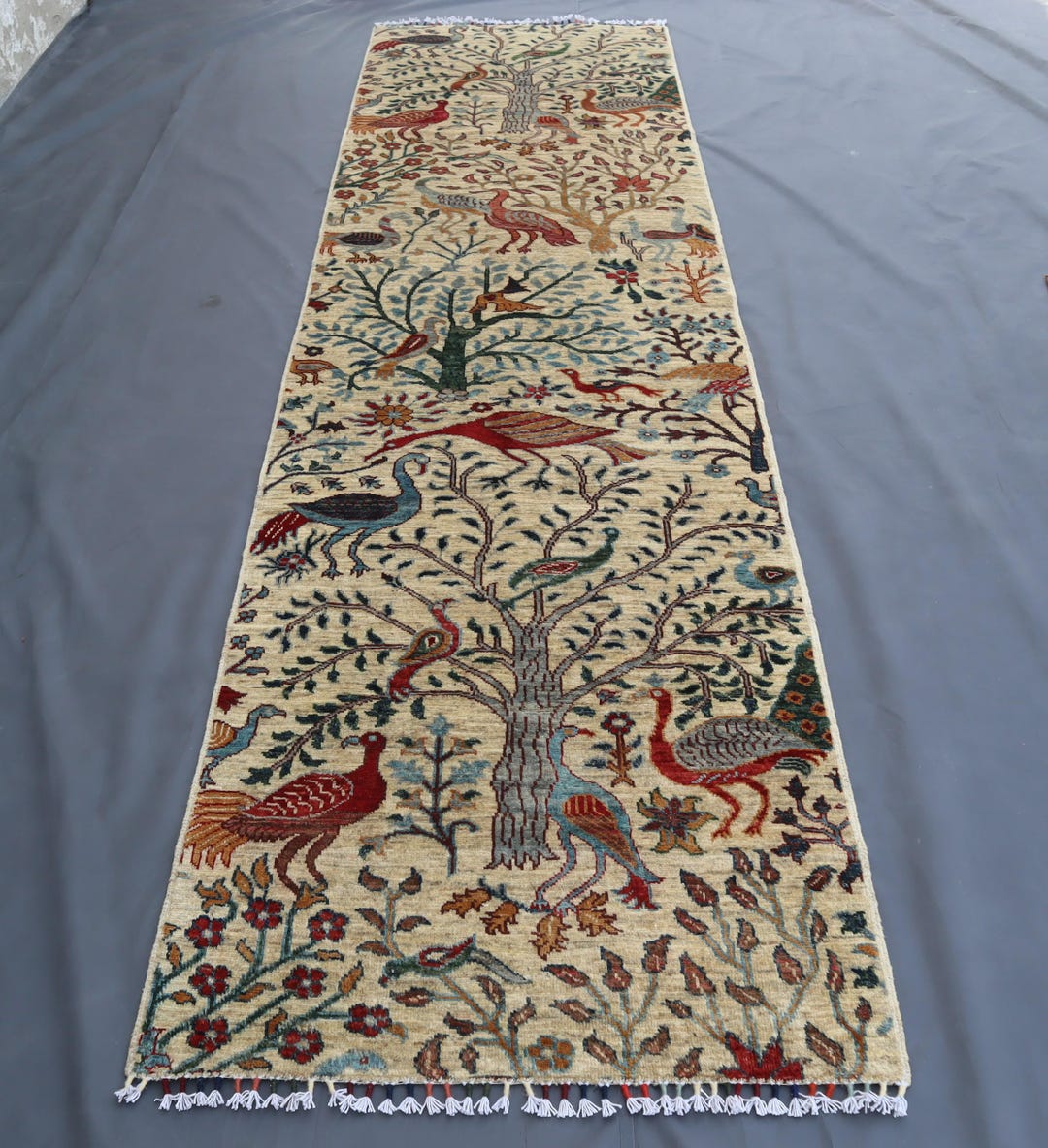3x10 Ft Tree of Life Runner Rug, Afghan Pictorial Gabbeh Runner Rug ...