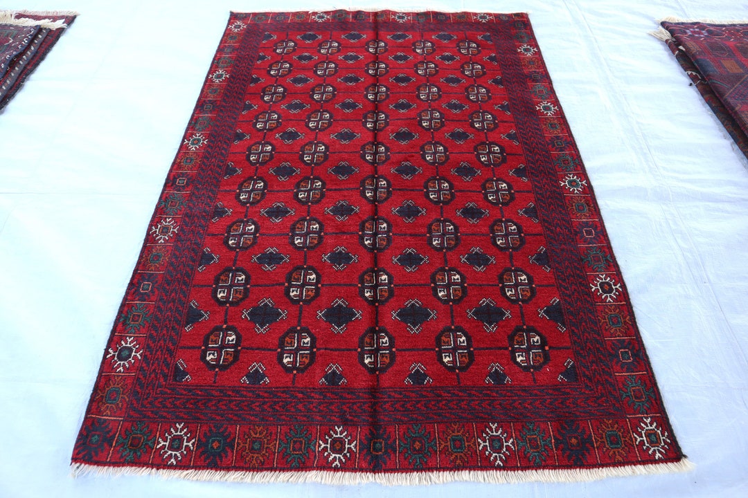 4x6 Turkmen Baluchi Antique Rug/ Vintage Area Rug/ Afghan Handmade High ...