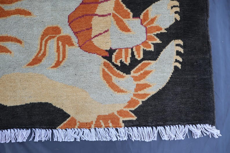 Pictorial Hunting Scene Rug 4'3x6'7 One of a Kind Afghan Handmade Wool ...